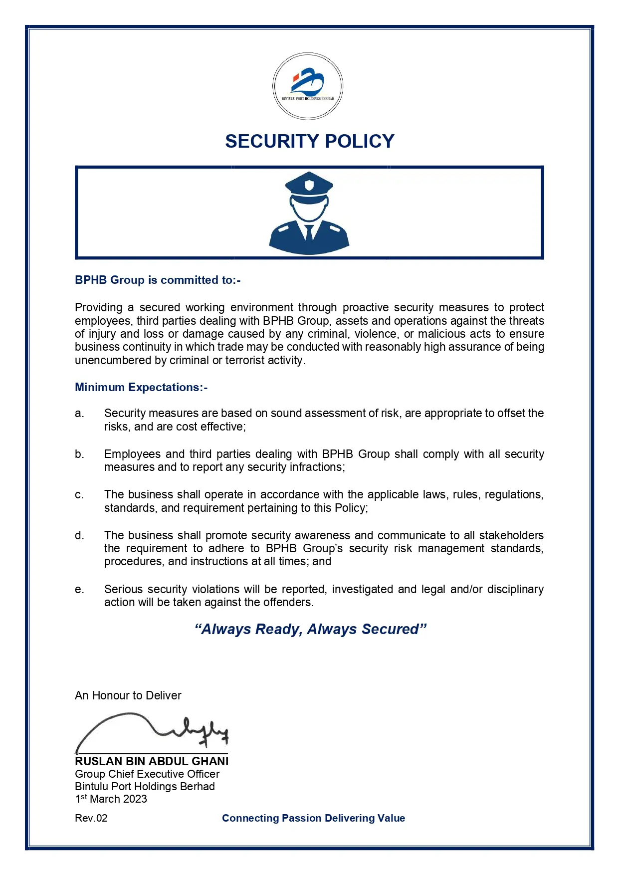 Policies | Bintulu Port Holdings Berhad
