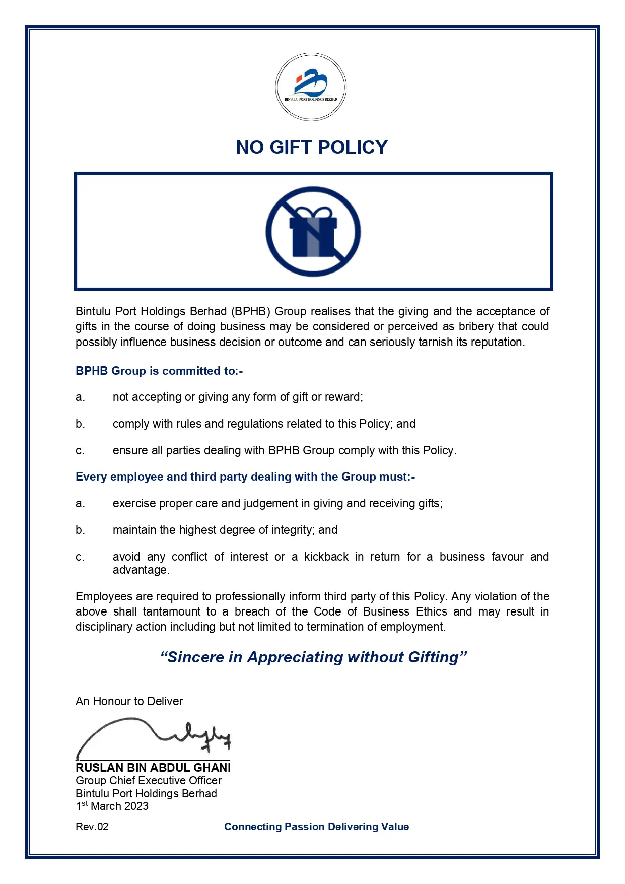 Policies | Bintulu Port Holdings Berhad